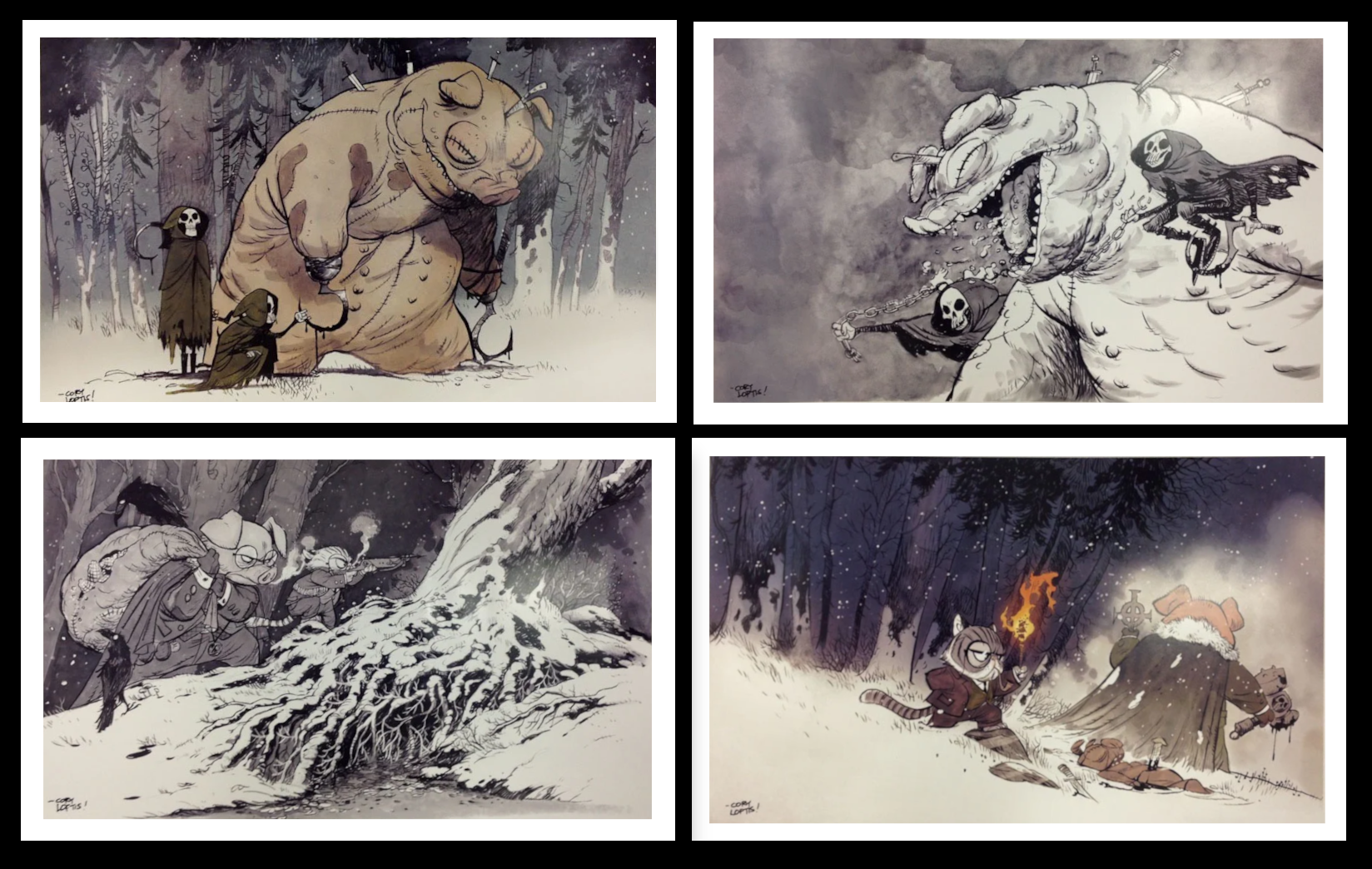 Cory Loftis - Set of Four Signed Prints – Stuart Ng Books