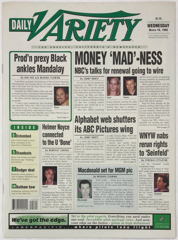 Daily Variety - March 18, 1998 Issue – Stuart Ng Books